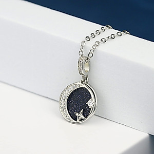 Sereney Bonus Daughter Necklace as Bonus Daughter Gifts from Stepmom for Birthday Gifts, Silver Moon Star Necklace to My Bonus Daughter Jewelry as Step Daughter Gifts from Stepdad