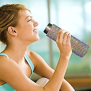 Bling Crytal 17oz Insulated Water Bottle with Strainer,Stainless Steel Thermal Bottle,Leak-Proof Double Walled Vacuum Insulated ,Diamond vacuum flask for woman to Travel, Picnic& Camping (multi)