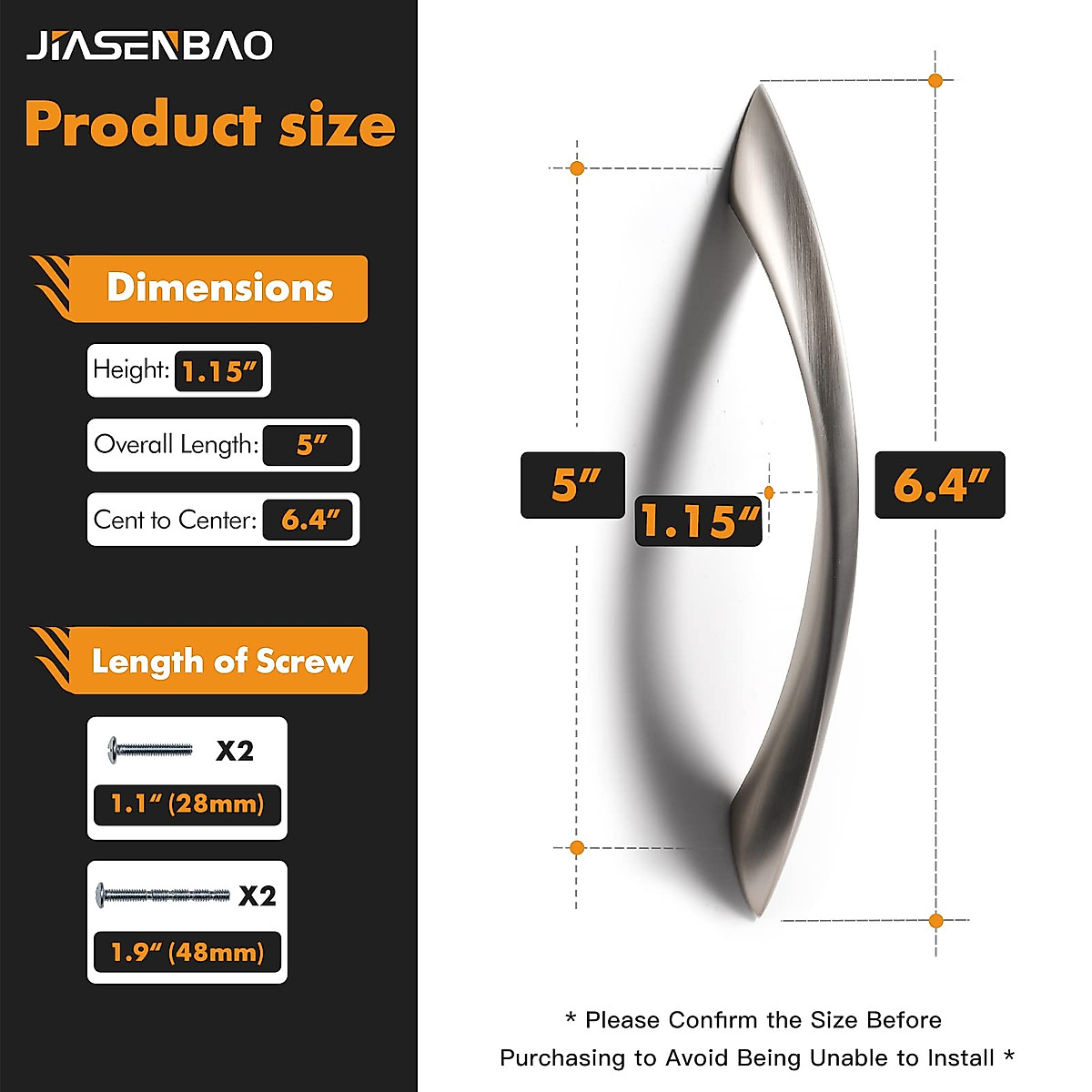 JIASENBAO 10 Pack Brushed Nickel Cabinet Pulls 5 Inch Arch Twisted Silver Handles Drawer Kitchen Cupboard Bathroom Dresser Cabinet Hardware Zinc Alloy