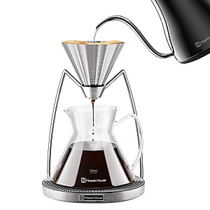 Maestri House Pour Over Coffee Maker, Magnetic Coffee Dripper and 600ML Carafe Coffee Server, Drip Coffee Maker with Metal Base, Dishwasher Safe for Home or Office