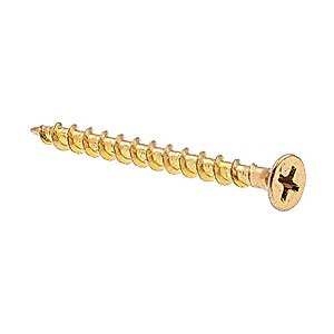 Prime-Line 9042386 Particle Board Screws, Bugle Head, Phillips Drive, #8 X 2 in, Yellow (50 Pack)
