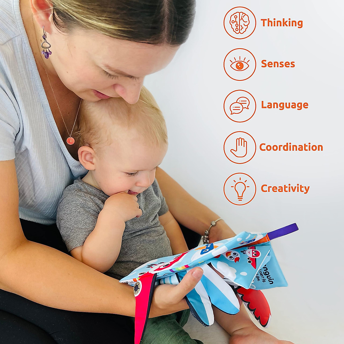 BabyBibi Touch My Wings Soft Crinkle Books for Babies - Touch and Feel Sensory Baby Sensory Toys to Help Early Development & Motor Skills - for Ages 0 Months+
