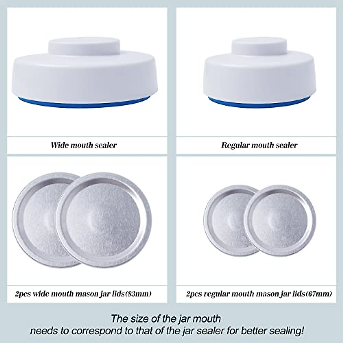 Mason Jar Vacuum Sealer Kit, Canning Food Saver Jar Sealer Attachment with Lid Opener and Vacuum Seal Hand Pump for Regular Mouth Mason Jars