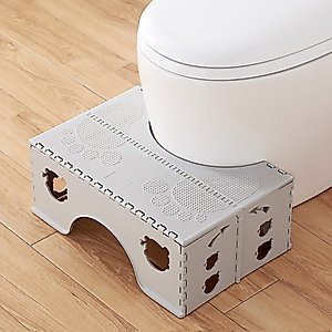 Foldable Toilet Stool, 7 inches Healthy Squatting Posture Poop Stool with Anti-Slip Feet by CHEAGO, Portable Travel Foot Stool for Toilet, Unique Folding Design Compact&Wide footrest (Cloud Grey)