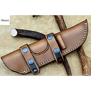 Ottoza TOP GRAIN Leather Knife Sheaths for Fixed Blade Knives, LEFT HAND Leather Knife Sheath for Belt, Leather Knife Holster Belt Knife Holder, Horizontal Knife Sheath for Belt No:102
