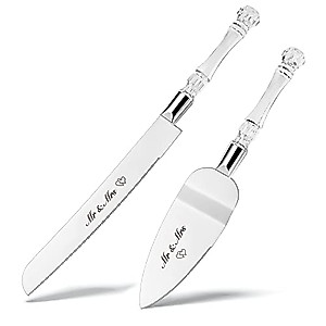 ALICEPUB Wedding Cake Knife And Server Set, Cake Cutting Set for Wedding Stainless Steel Cake Pie Serving Set Personalized Gifts for Birthday, Parties, Events