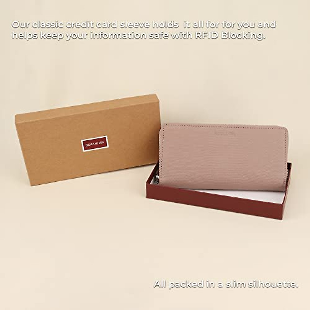 BOTANNER Genuine Leather Womens Zip Around Wallet RFID Blocking 8 Credit Card Slots 2 Bill Sections Zip Section for Coins 2 Slip pockets | Gift for Her (Pink)