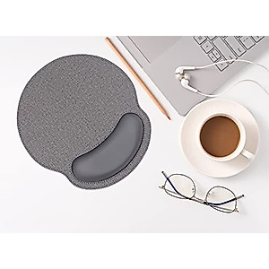 RICHEN Ergonomic PU Leather Mouse Pad with Wrist Support,Comfort Memory Foam,Waterproof Surface，Non- Slip Rubber Base for Computer Laptop & Mac,Lightweight Rest for Home,Office & Travel (Grey)