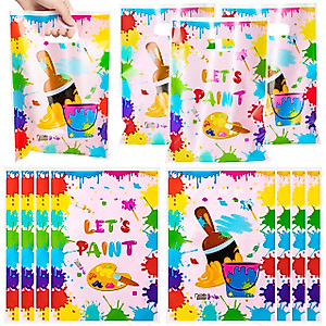 50Pcs Art Paint Party Favors Bags Art Theme Birthday Goody Candy Treat Bags Creative Artist Painting Plastic Gifts Party Decor Party Favor Supplies for Kids