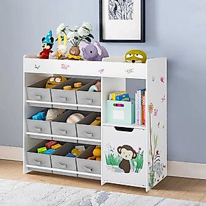 TTVIEW Toy Storage Organizer for Kids, Toy Shelf with 9 Storage Bins for Playroom, Children’s Room, Living Room 35.5 x11.8 x 31.5 in