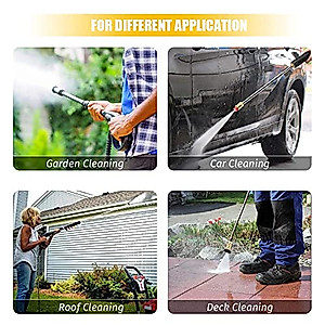 SUNTAI 8-Part Pressure Washer Gun Replacement Kit,4000PSI Power Washer Gun & 25' PVC Hose (M22,14mm),16" Pressure Washer Wand, 5 Quick Connect Pressure Washer Tips, Pressure Washer Parts