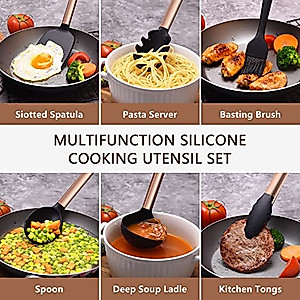 BBN Silicone Cooking Utensils Set, 17Pcs Silicone Kitchen Utensils Set, Non-Stick Silicone Utensils for Cooking, Heat Resistant Cooking Utensil Sets, Rose Gold Kitchen Accessories