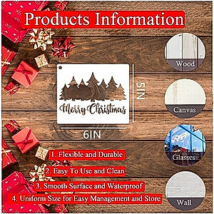 12 Pcs Christmas Tree Stencils for Painting, Reusable Holiday Pine Tree stencil Merry Christmas Stencils for Card Making Wood Sign DIY Crafts (12pcs tree 6x5inch)