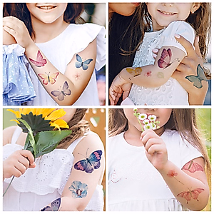 30 Sheets (360pcs) Butterflies、Mermaid、Sea Animals waterproof Temporary Tattoos For Kids,Mixed Styles Cartoon Tattoos,children's face tattoo Stickers, girls temporary tattoos,party makeup gifts