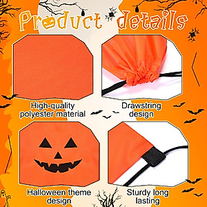 Bulyoou 32 Pcs Halloween Drawstring Backpacks Bulk Halloween Party Favor Bags Trick or Treat Bags Pumpkin Design String Sack Bags Halloween Party Favors Supplies Gift Wrap Bags