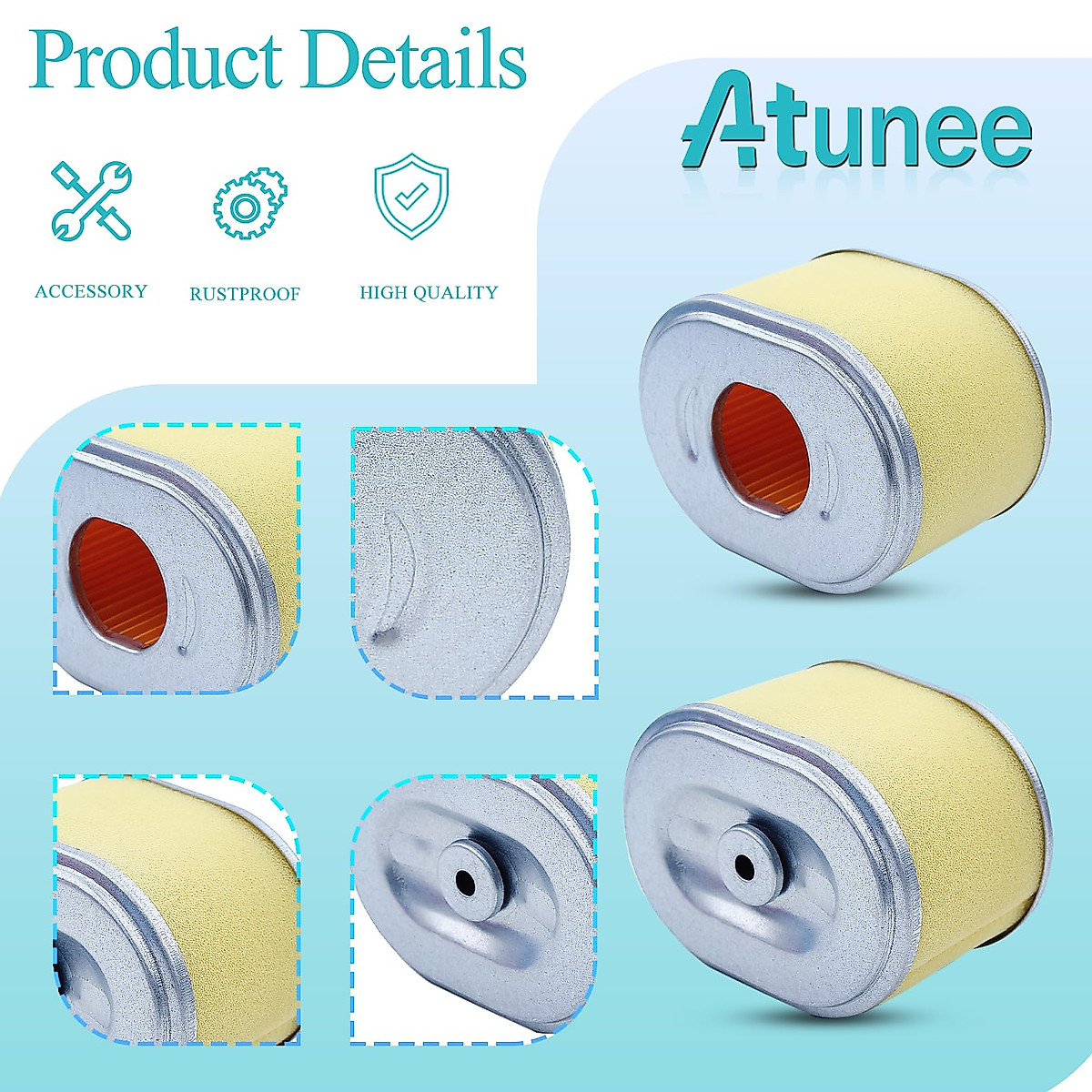 Atunee 2Pcs GX160 Air Filter for Honda GX200 GX160 GX140 GX100 GX110 5.5HP 6.5HP 7.5HP Engine with Pre Filter Replace for 17210-ZE1-505 17210-ZE1-517 17210-ZE1-822 17210-Z4M-821