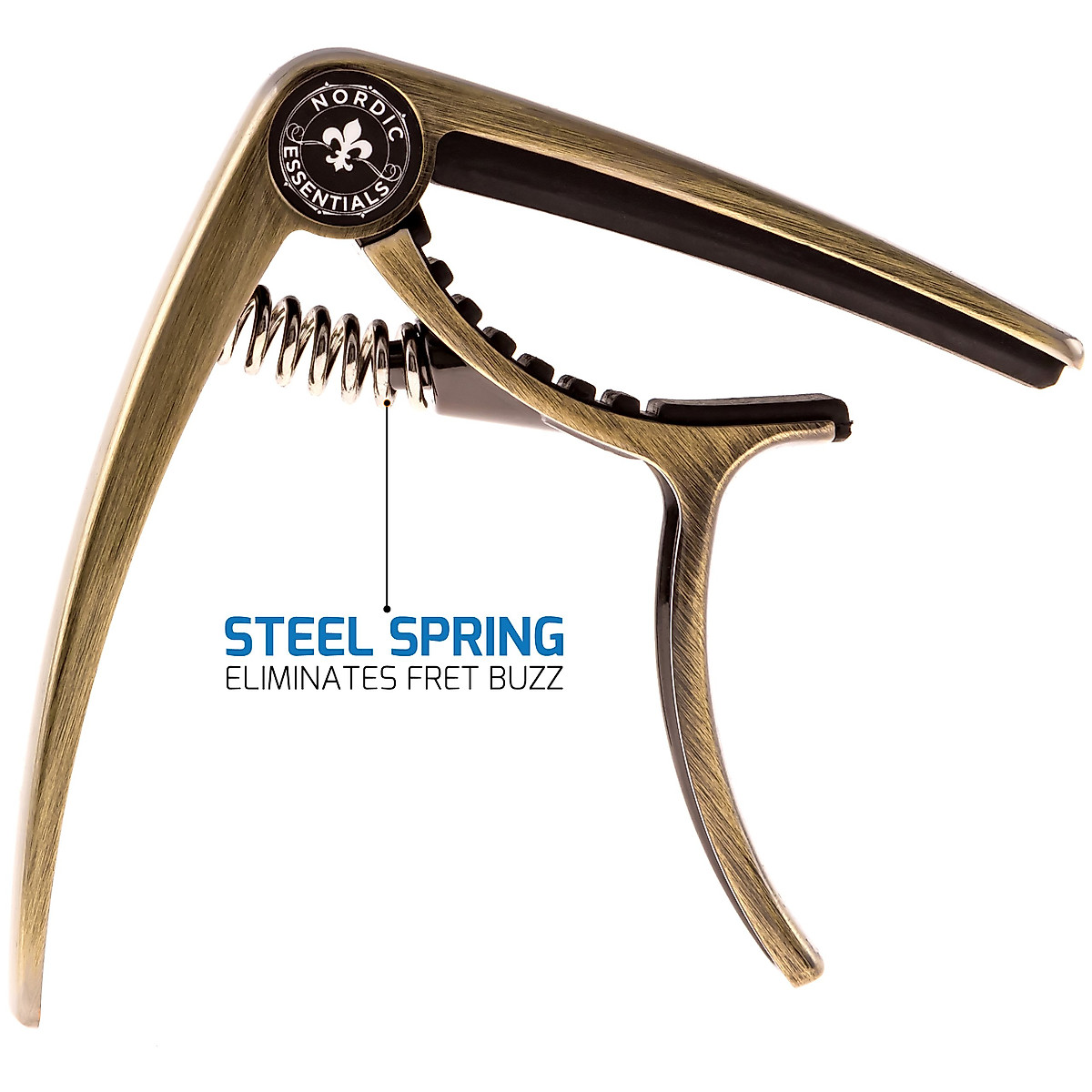 Guitar Capo Deluxe for Guitars, Ukulele, Banjo, Mandolin, Bass -Made of Premium Quality Zinc Alloy for 6 & 12 String Instruments- Luxury Accessories Nordic Essentials&trade (Bronze)