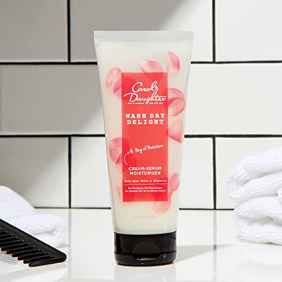 Carol's Daughter Wash Day Delight Cream Serum Moisturizer for Curly Hair, Anti-Frizz, Made with Rose Water and Glycerin, 6.8 Fl Oz