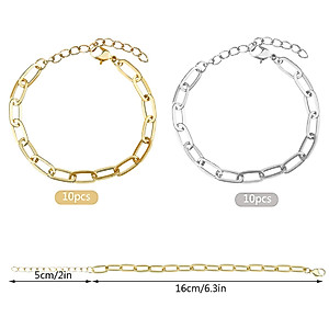 tiggell 20pcs Chain Bracelets Kit Alloy Link with Lobster Clasps for Christmas DIY Women Jewelry Findings Bracelet Making (Gold & Silver)