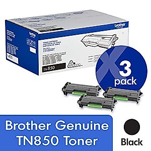 Brother Genuine TN850 3-Pack High Yield Black Toner Cartridge with Approximately 8,000 Page Yield/Cartridge
