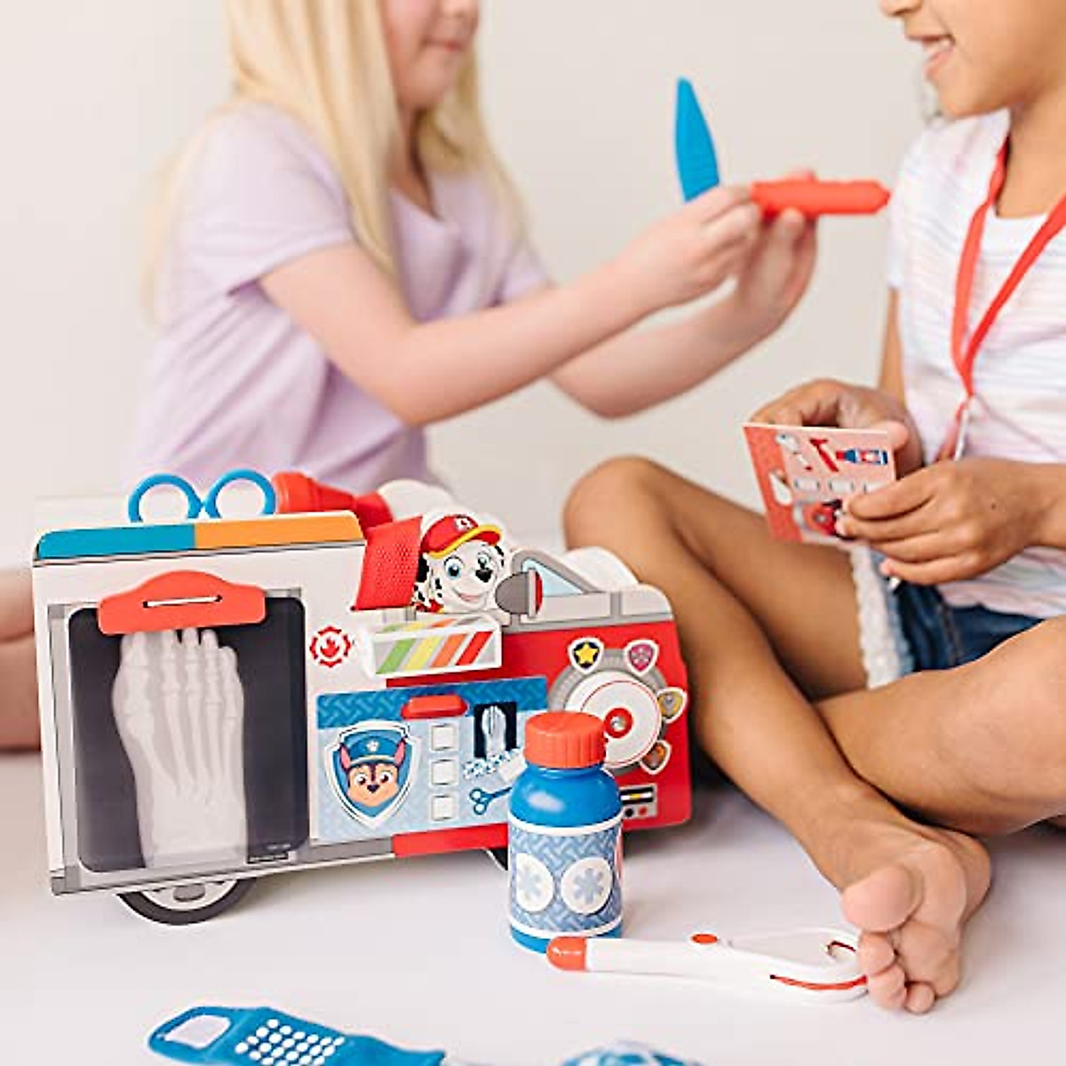 Melissa & Doug PAW Patrol Marshall's Wooden Rescue EMT Caddy (14 Pieces) - PAW Patrol Take-Along Pretend Play First Responder Rescue Kit, PAW Patrol Toddler Toy For Girls And Boys Ages 3+