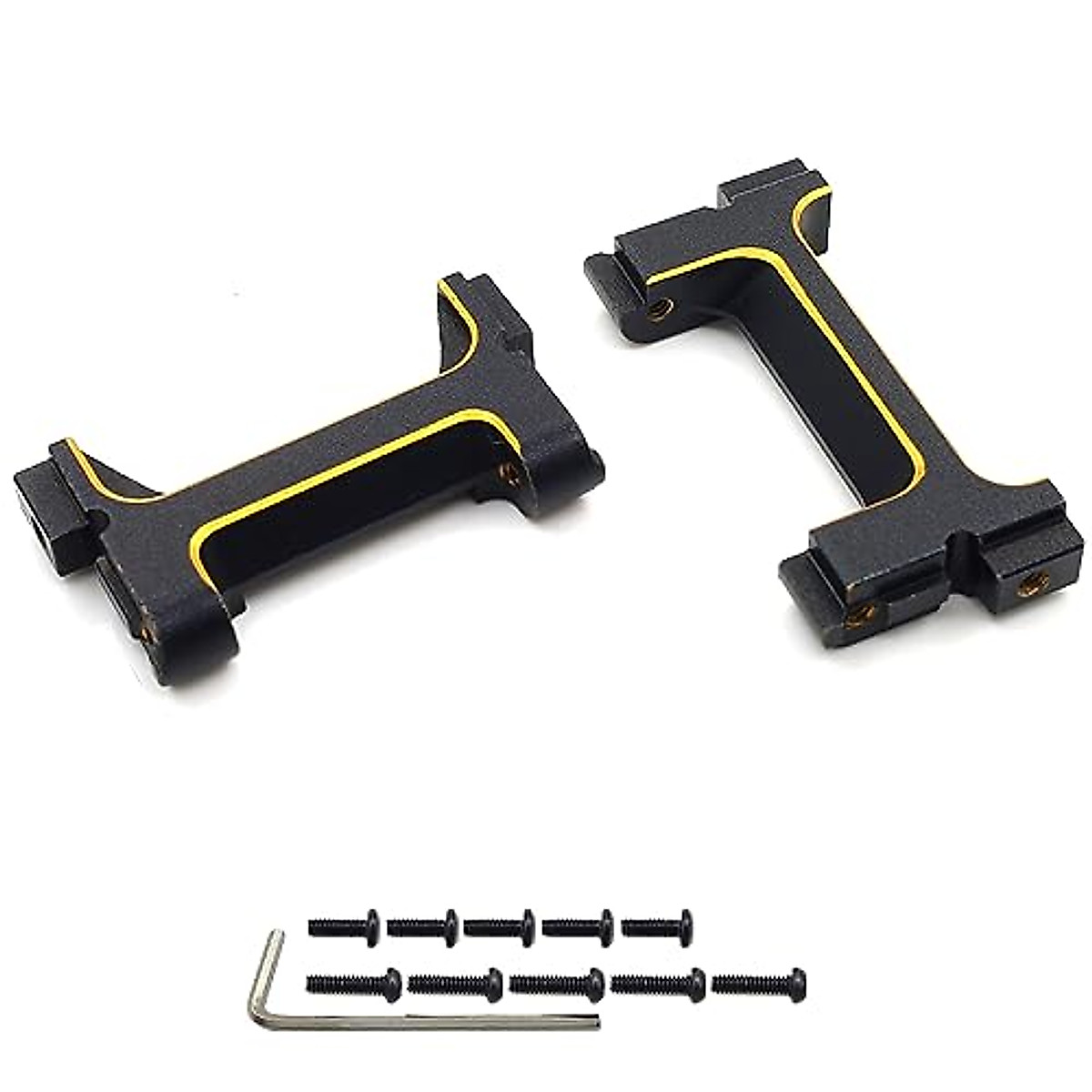 HOPLEX RC Bumper Mount Aluminum Alloy Front&Rear Bumper Mounts Set for Traxxas TRX4M Upgrade Parts 1/18 RC Crawler Car(Black Gold)