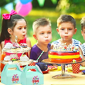 30 Pcs Gable Treat Boxes, Small Goodie Boxes Red Party Favor Boxes Cardboard Kraft Paper Gift Box Dessert Candy Cookie Boxes for Birthday Baby Shower Mothers Day Party Favors, 4.5 x 3.1 x 5.1" (Blue)