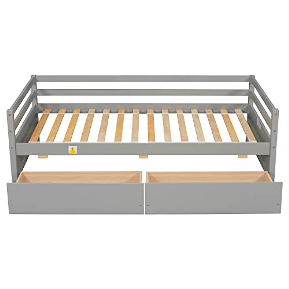 HYC Twin Daybed Frame with 2 Storage Drawers on Casters,Space Saving Furniture Wooden Day Bed Sofa Bed with Slats for Strong Support for Living Room Bedroom Gray,79.5" L x 41.8" W x 26.0" H