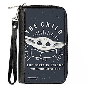 Buckle-Down Women's PU Zip Around Wallet Rectangle-Star Wars The Child, 7.5"x4.5"