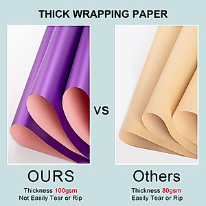 Yarcony Shimmer Metallic Purple Wrapping Paper Roll - 17 Inches X 33 Feet - Solid Color Pearly-lustre Gift Wrap Birthday Wrapping Sheets for Baby Shower, Weddings, Christmas and Anniversaries