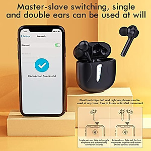 True Wireless Earbuds, ENC Bluetooth 5.3 Headphones Touch Control with Wireless Charging Case IPX6 Waterproof Stereo Earphones in-Ear Built-in Mic Noise Cancelling Headset Premium Deep Bass for Sport