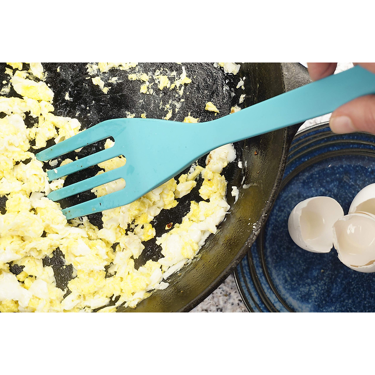 RSVP International Silicone Flexible Fork, Turquoise, 11" | Mixes Ingredients, Mashes Food, Whisks Eggs, & More | Dishwasher Safe & Heat Resistant | Baking, Serving, Mixing Made Easy