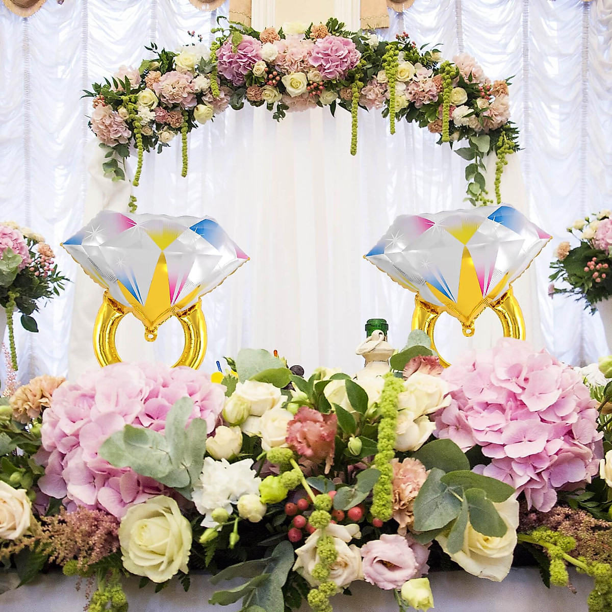 6 PCS Diamond Ring Balloons,Wedding Ring Balloons Decorations,Engagement Balloons,Bachelorette Party Ring Balloons for Bridal Shower Wedding Engagement Bachelorette Party Decorations(Gold)