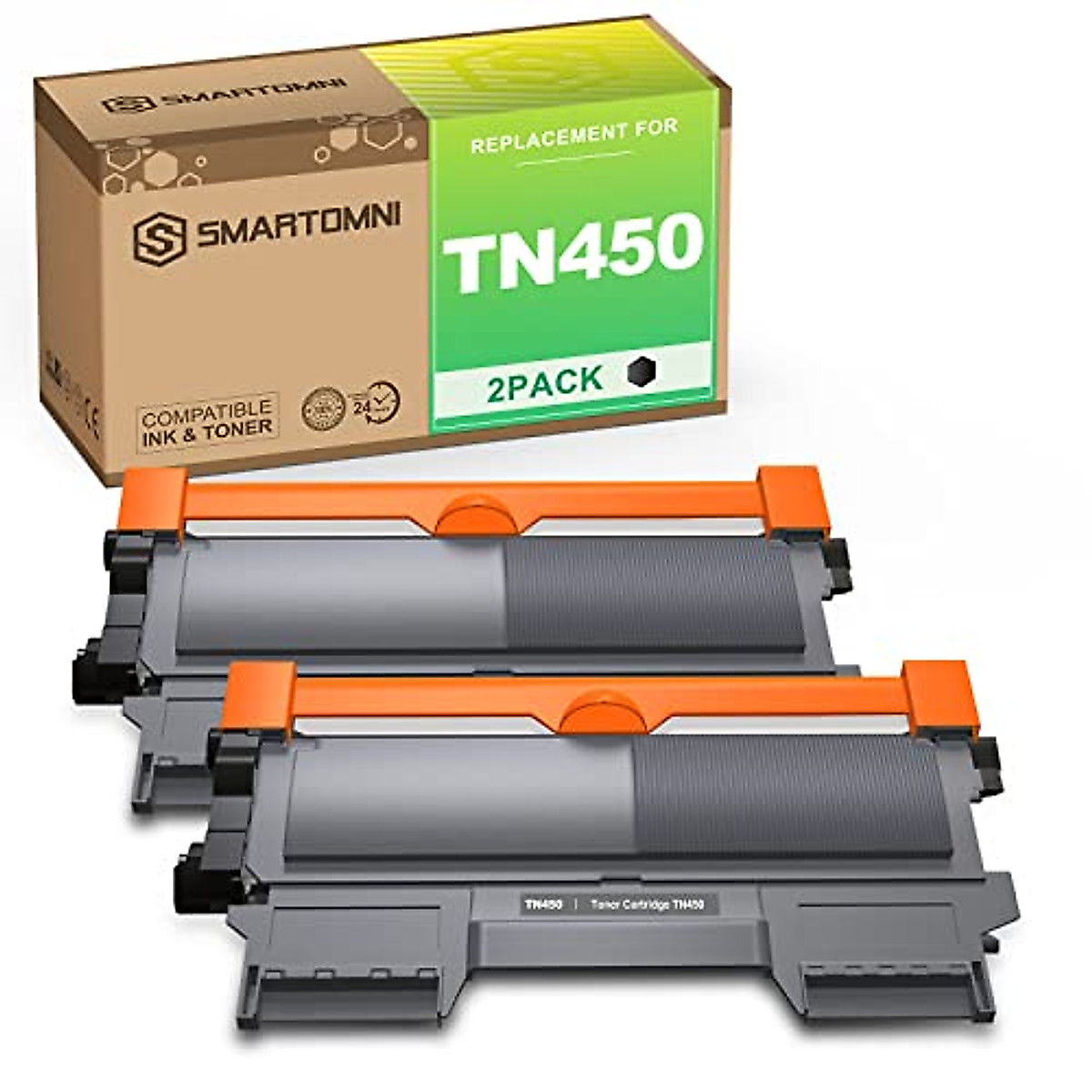 S SMARTOMNI TN450 TN420 Compatible Toner Cartridge for Brother TN-450 TN-420 use for HL-2230 HL-2240 HL-2270DW HL-2280DW MFC-7360 MFC-7460 MFC-7860DW DCP-7055 IntelliFax 2840 2940(Black, 2 Pack)