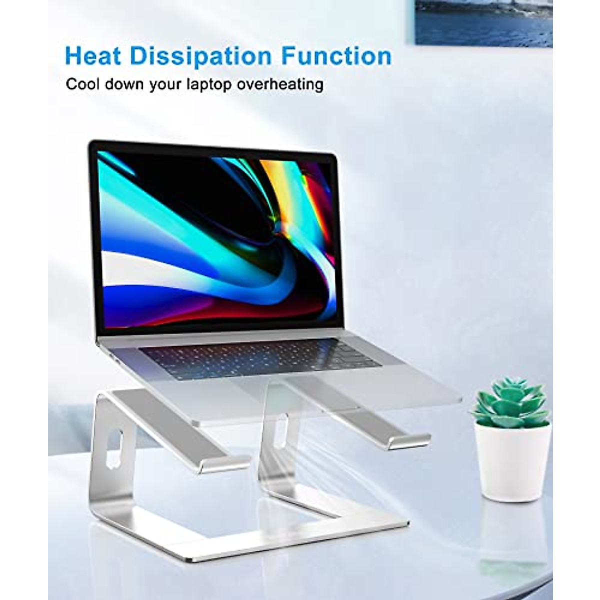 BoYata Laptop Stand, Aluminum Ergonomic Laptop Riser Computer Stand for Desk, Detachable Laptop Holder Compatible for All 10-15.6" MacBook Air Pro, Dell XPS, HP, Lenovo, Samsung-Silver