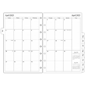 2023 Monthly Planner Refill for 8-Disc Junior Size Discbound Notebooks, Two Pages Per Month, 5-1/2" x 8-1/2"