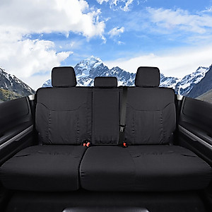 Truckiipa Tacoma Seat Covers Full Set Custom Fit for 2016-2023 Tacoma Double/Crew Cab SR SR5 TRD Sport TRD Off-Road TRD Pro Limited,Canvas Truck Carseat Seat Protectors(Full Set, Black)