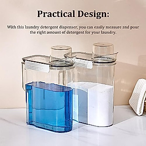 Detergent Storage Bucket, Durable PP Material Washing Powder Container With Measuring Cup Lid, Useful Design Detergent Dispenser, Large Capacity Laundry Powder Storage Dishwashing Liquid