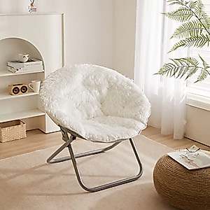 Urban Lifestyle Mongolian Faux Fur Saucer Chair, Off White