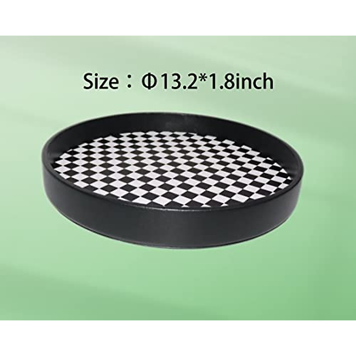 MCBZ Home Round Leather Tray, Round Decorative Tray, Round Serving Tray, Leather Ottoman Tray, Circle Coffee Table Tray,Diameter13.2 * 1.8" (Black)