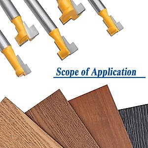 Mesee 5 Pieces T-Slot Router Bit Set, 1/4 Inch Shank T Slotting Keyhole Router Bits Woodworking T-Track Grooving Milling Cutter Tool for 5/16", 3/8", 1/2", 7/16", 5/8" Hex Bolts