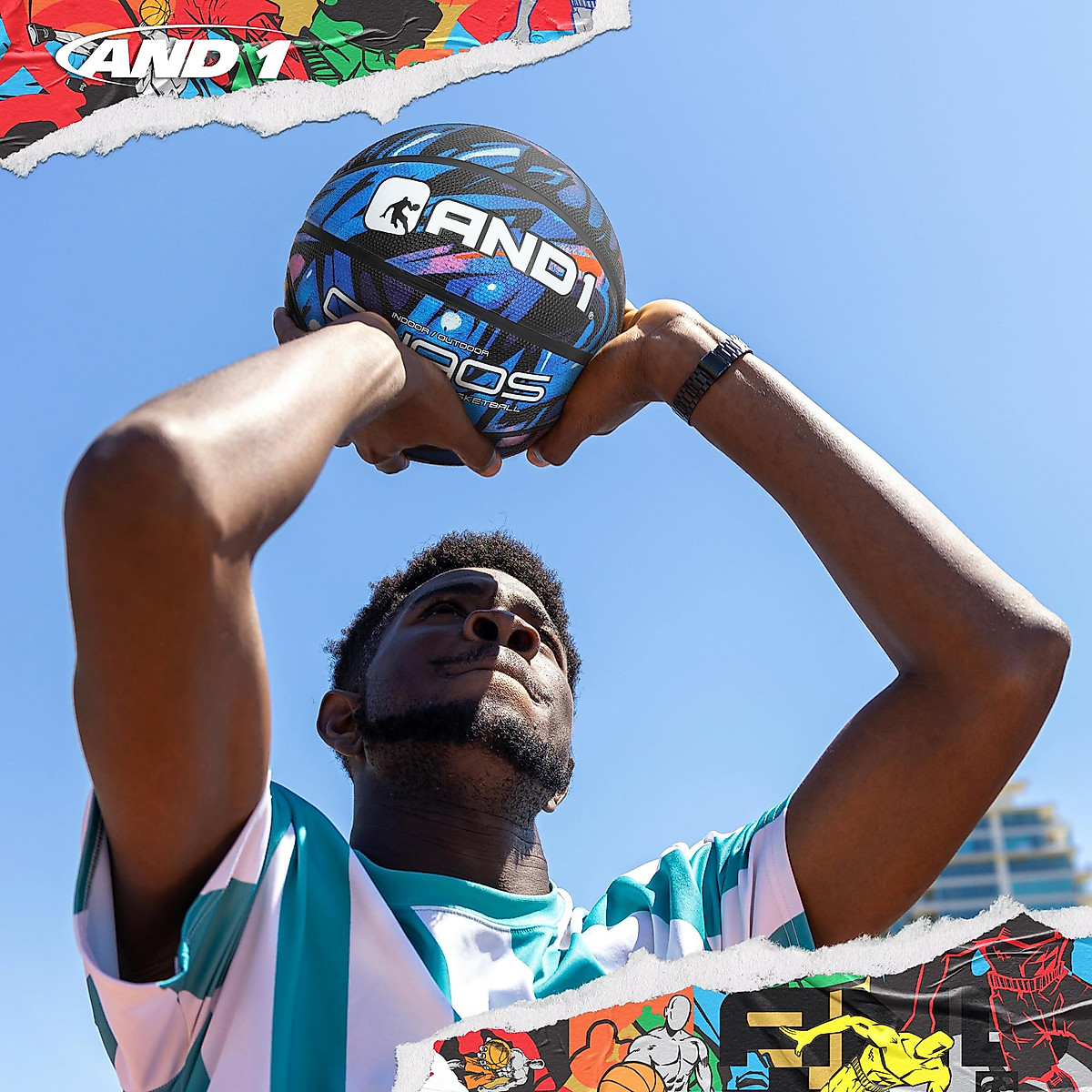 AND1 Chaos Rubber Basketball: (Deflated w/Pump Included), Official Regulation Size