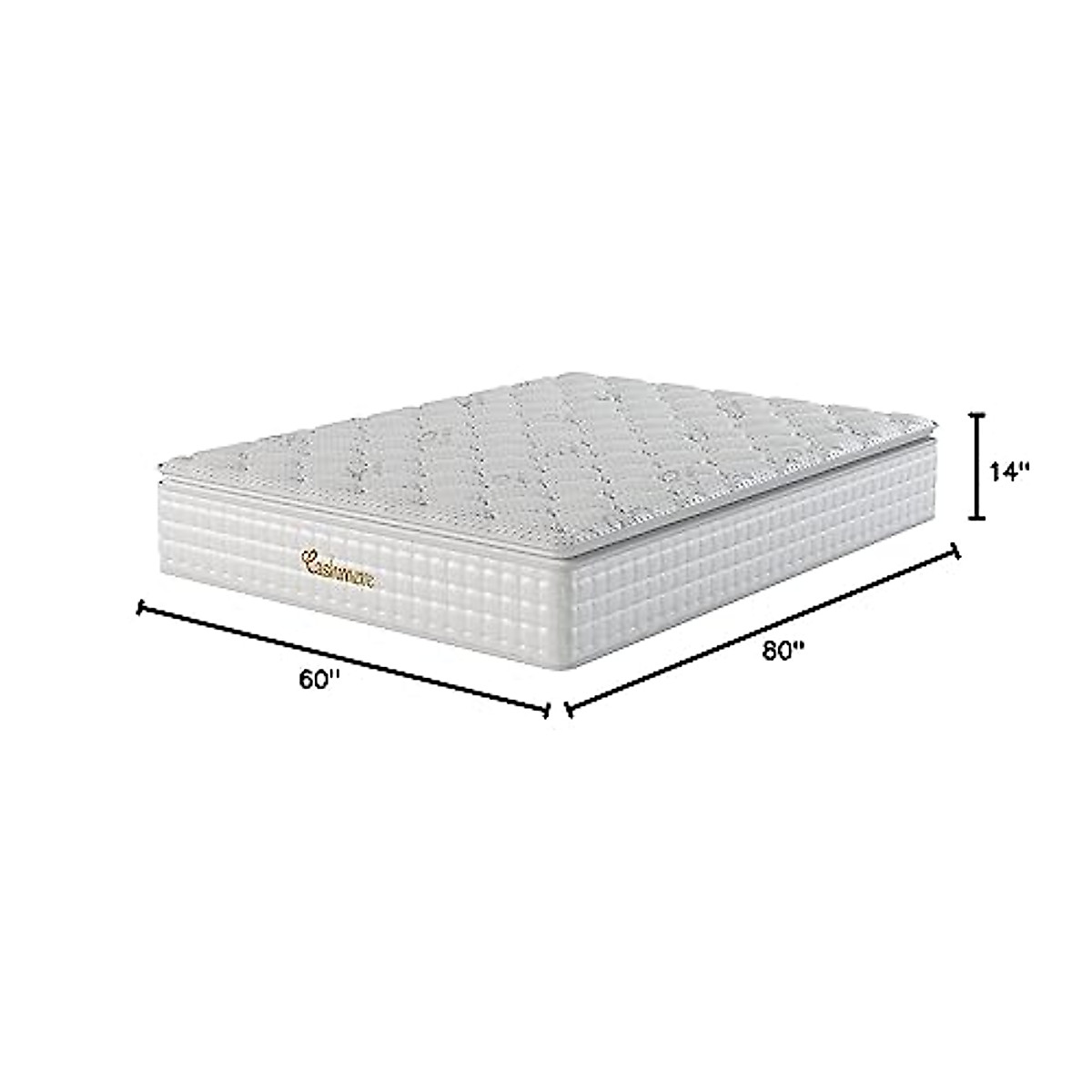 NapQueen Cashmere, 14" Queen Hybrid of Memory Foam and Edge Support Pocket Coils, Pillow Top Mattress