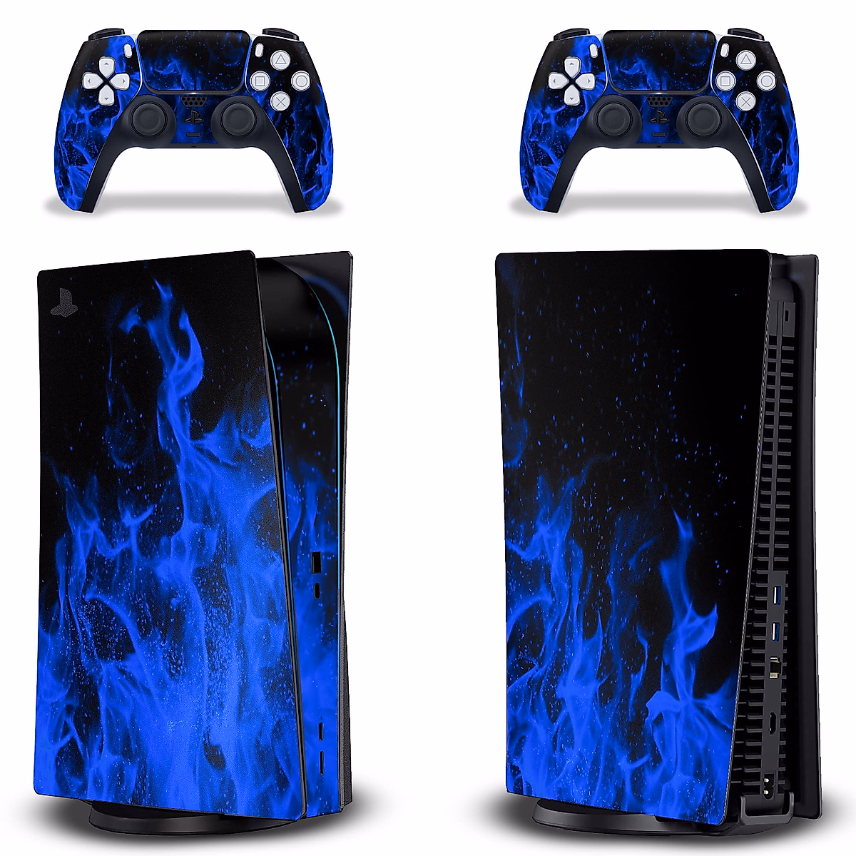 247 Skins Graphics kit Sticker Decal Compatible with PS5 Playstation 5 and DualSense Controllers - Ice Flame Blue