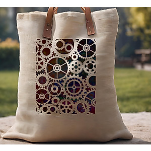 Steampunk Gears Cogs Pattern Stencil Template Reusable for Painting on Walls, Wood, Arts and Crafts (998) - 8.5 x 11 Inches