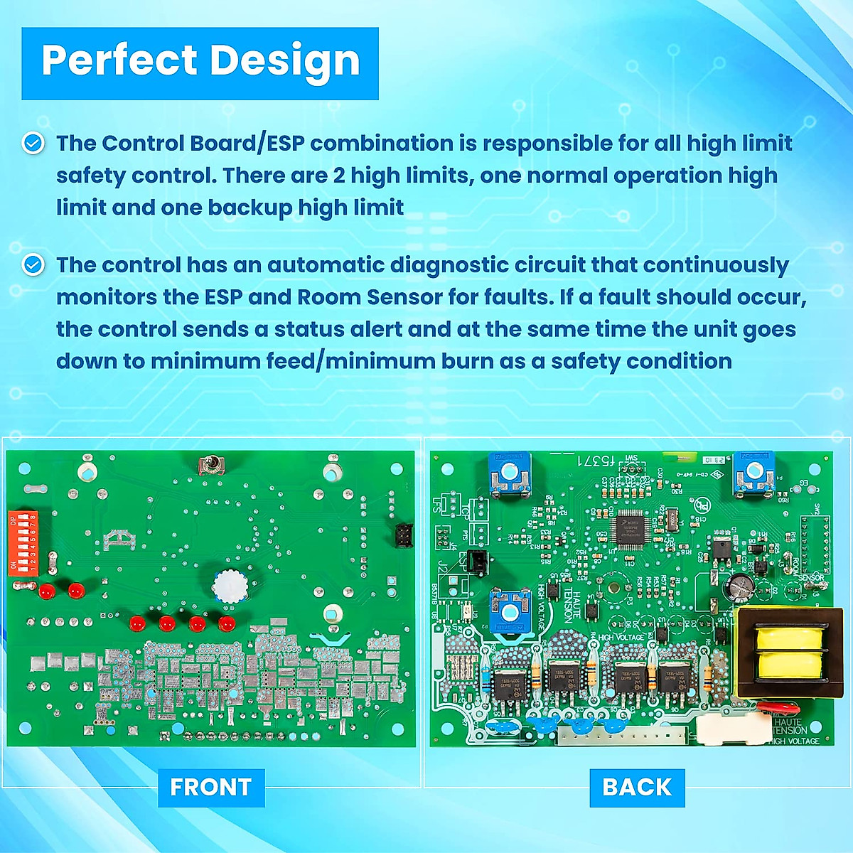 Replacement for Harman Pellet Stove Control Board 1-00-05886 4-Output Platinum PCB Circuit Board for Harman Advance, Accentra 52i, Accentra Insert P35i P43 P61 P61A P68 XXV 3-20-05886 3-20-05374