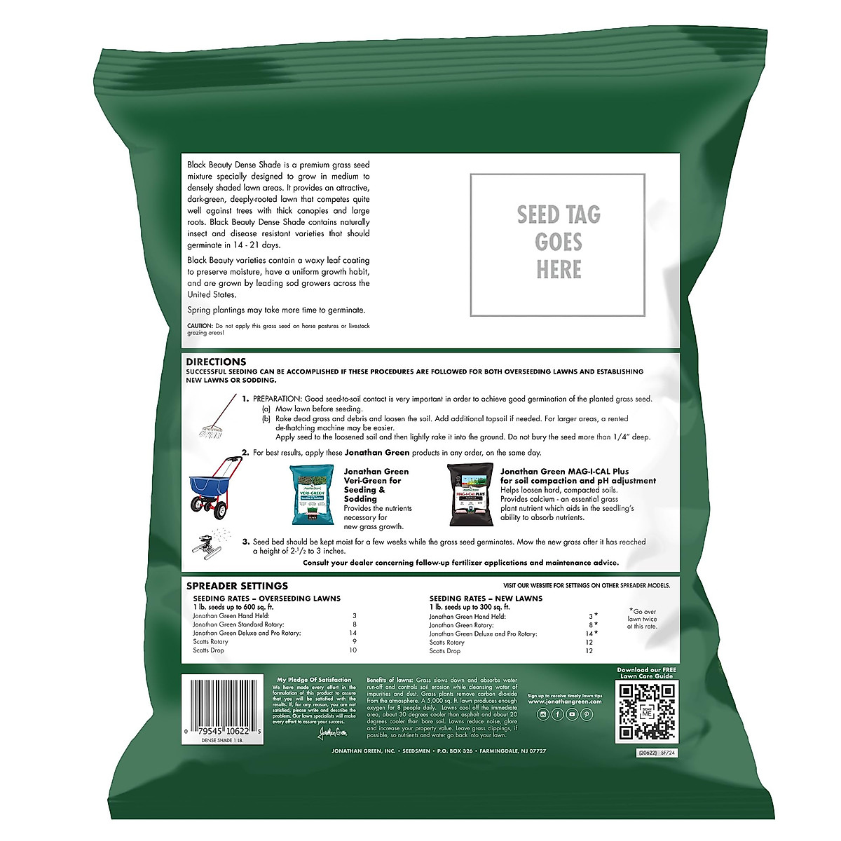 Jonathan Green (10622) Black Beauty Dense Shade Grass Seed - Cool Season Lawn Seed (1 lb)