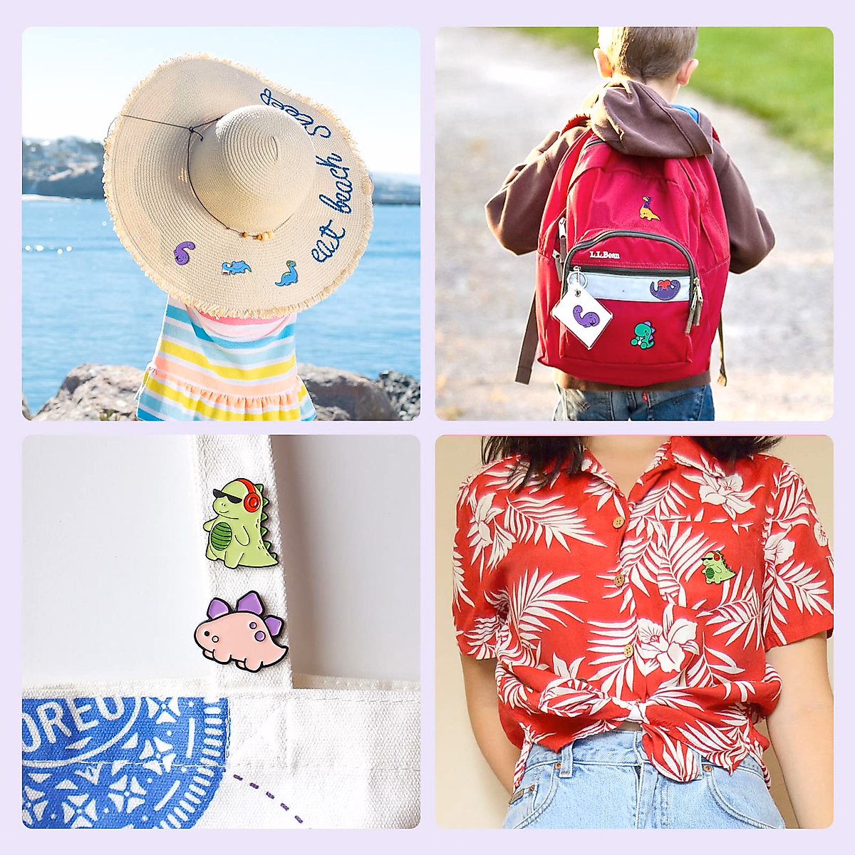 Cute Dinosaur Enamel Lapel Pin Set, LEEFONE 8 PCS Cartoon Animal Brooch Pin, Novelty Animal Pattern Badges Brooch Pins for Clothing Bags Jackets Accessories Supplies DIY Crafts Women Men