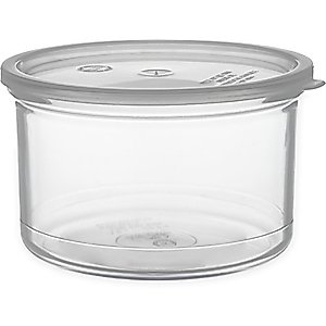 Carlisle FoodService Products Classic™ Round Storage Container with Lid, 1.5 Quart Crock, Clear