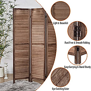 RHF 6 Panel 5.6 Ft Tall Wood Room Divider, Folding Room Divider Screens, Panel Screen Room Dividers, Folding Privacy Screens,Partition & Wall Divider,Space Seperater,Freestanding (6 Panel, Brown)